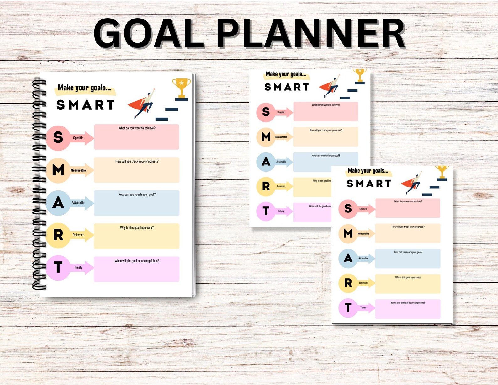 Colorful SMART Goal Setting Template | Digital Planner Insert | Goal ...