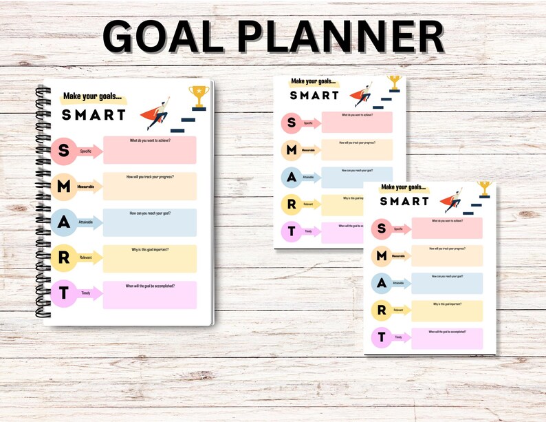 Colorful SMART Goal Setting Template | Digital Planner Insert | Goal ...