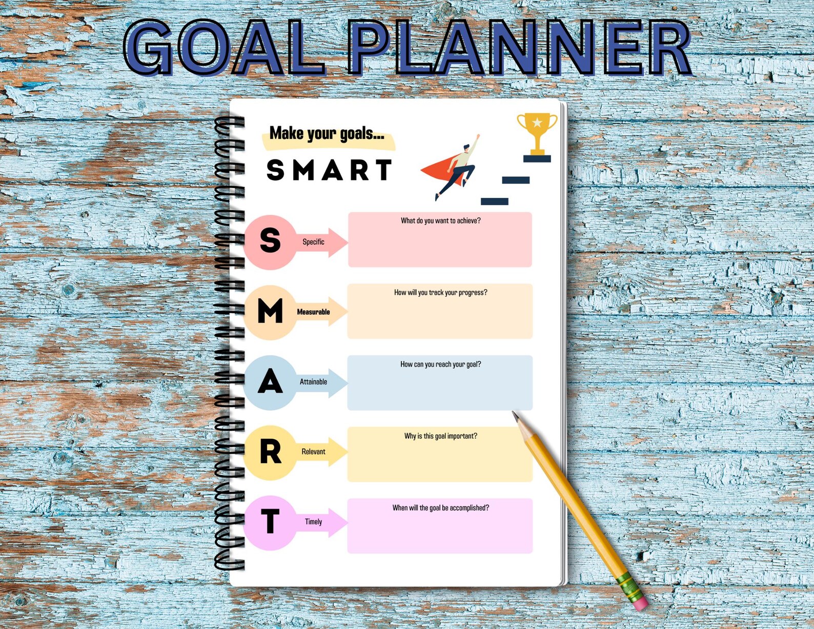 Colorful SMART Goal Setting Template | Digital Planner Insert | Goal ...