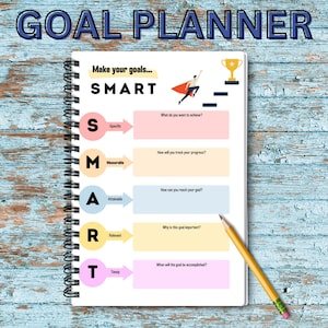 Colorful SMART Goal Setting Template | Digital Planner Insert | Goal ...
