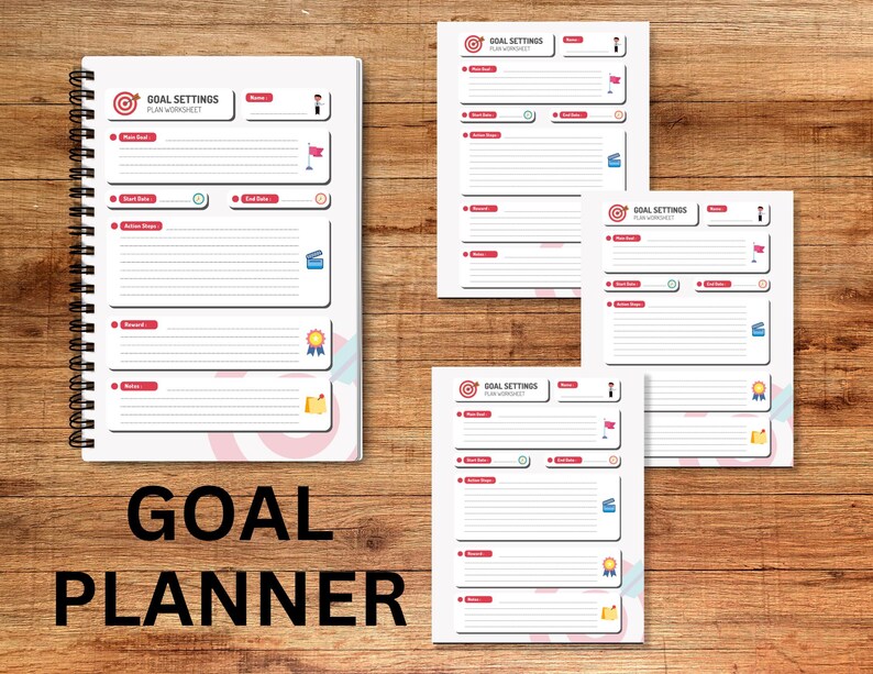 Goals Planner Bullet Journal Digital Planner Insert Goal Tracker ...