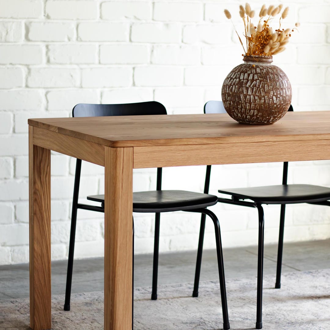 Wooden Dining Table Oak Kitchen Table Farmhouse Table Solid Oak Wood ...