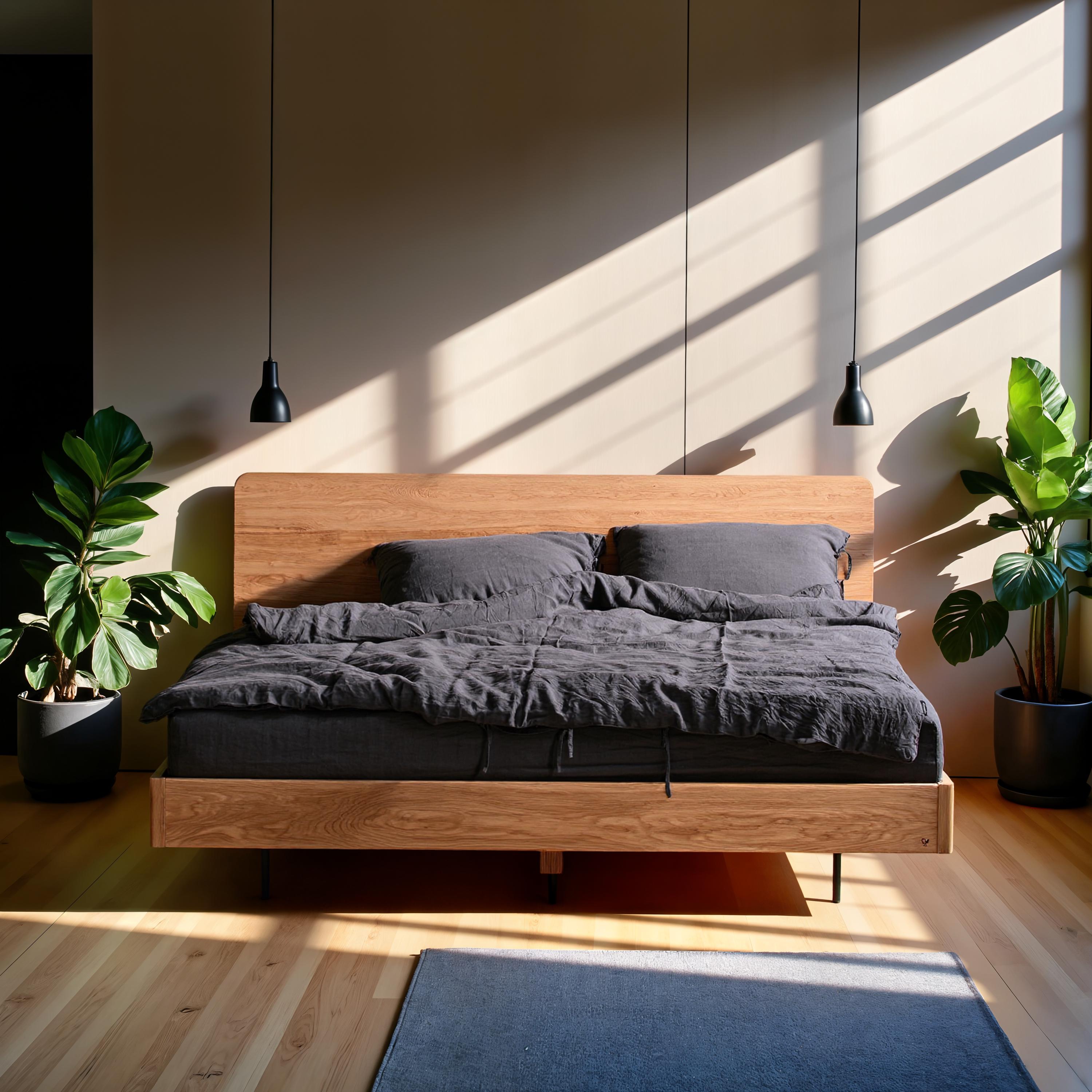 Handmade Oak Bed Frame: Scandinavian Wooden Bed, Natural Finish - Etsy