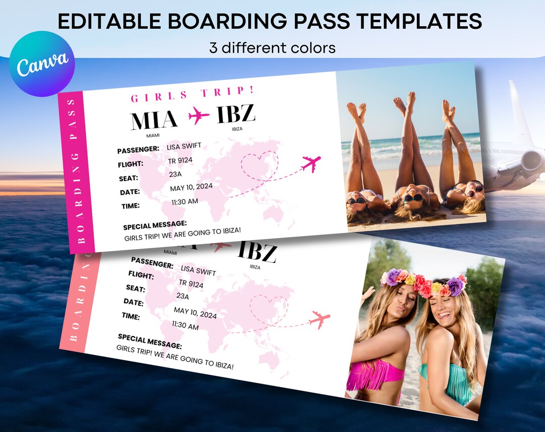 Editable Boarding Pass Template, Boarding Pass, Boarding Ticket ...