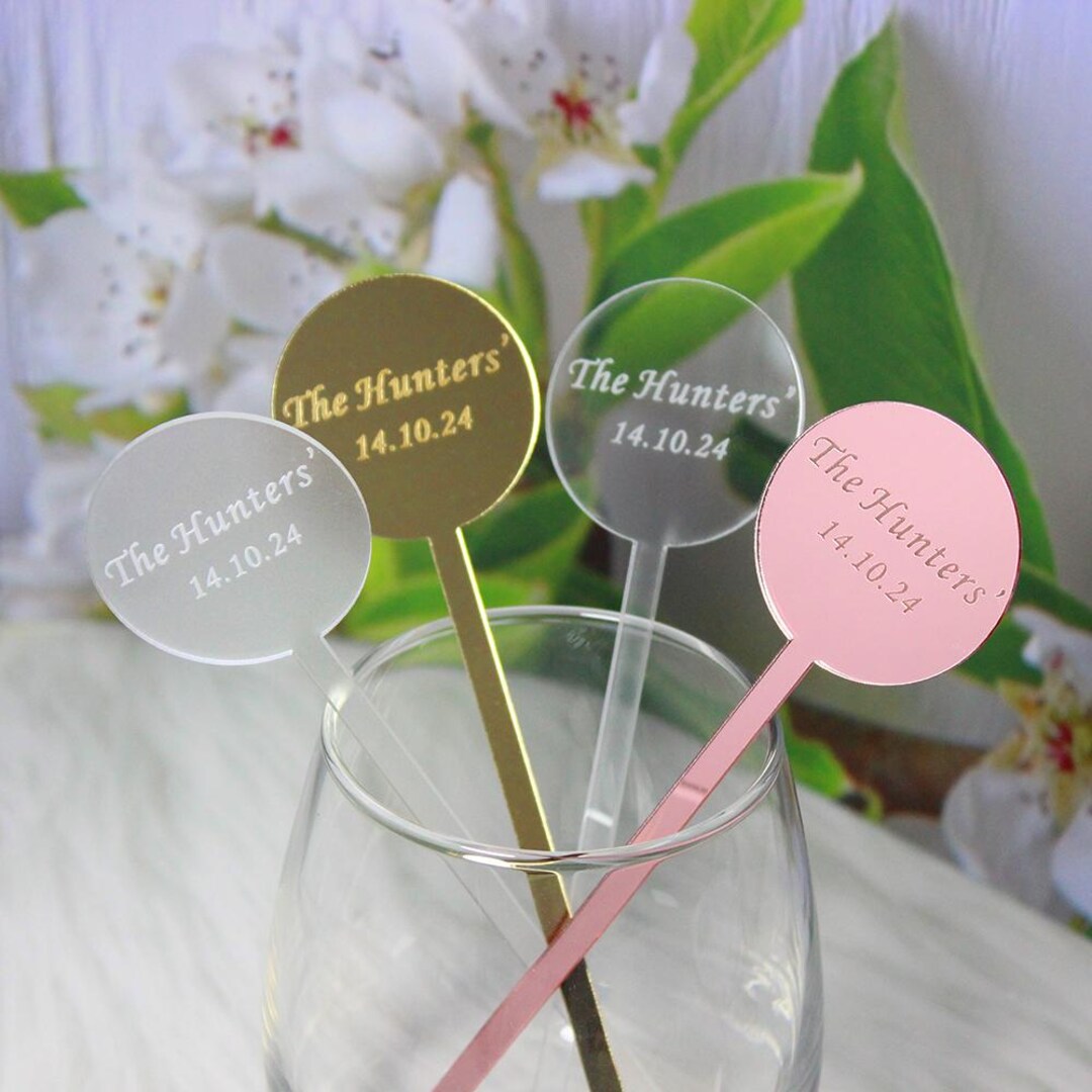Personalized Drink Stirrers 1row Date Swizzle Stick Laser Etched Bar ...