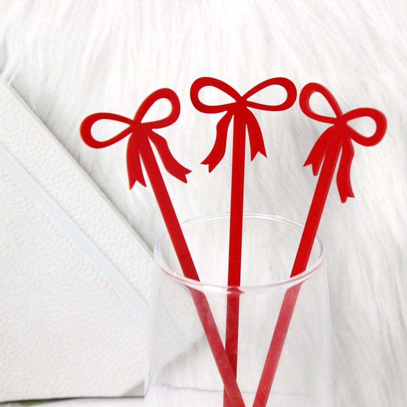 Drink Bow Decor|bow Drink Stirrers|elegant Drink Stir Sticks|drink Clip ...