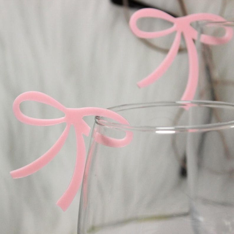 Acrylic Drink Bow Decorations|bow Drink Tags|elegant Drink Tags|drink ...