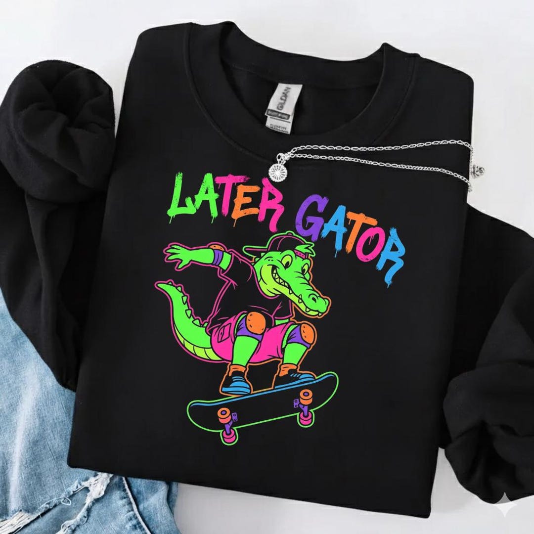 90s Skater Gator Shirt | Retro Neon Alligator T-shirt | Later Gator ...