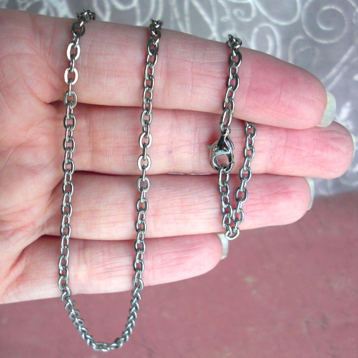 Stainless Steel 24 Inch Cable Chain Necklace With - Etsy