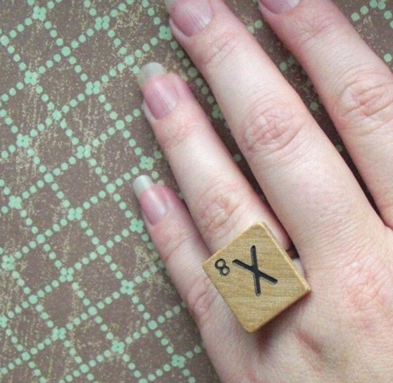 The Letter X . Vintage Scrabble Tile Ring. Adjustable Silver - Etsy