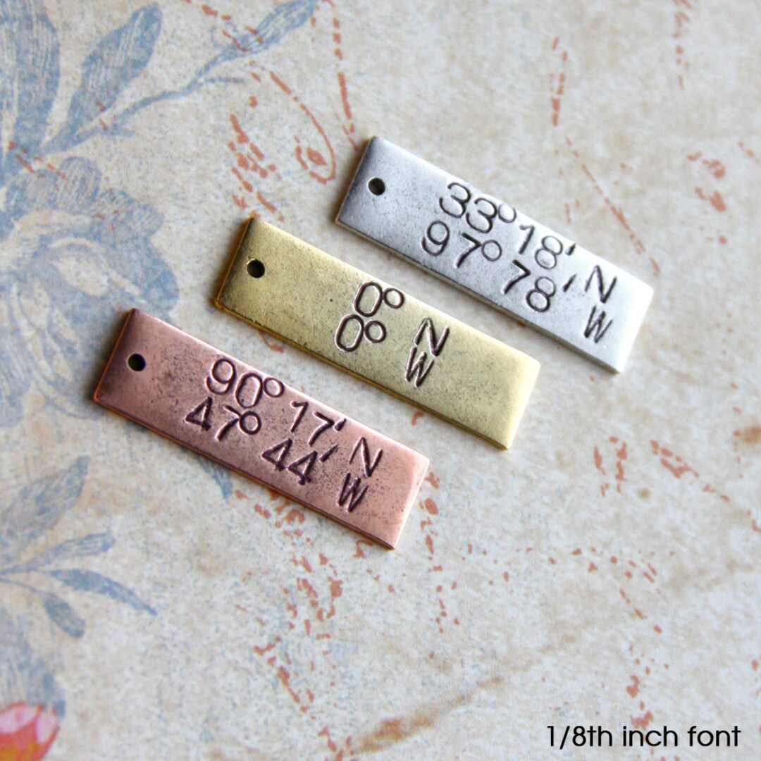 Latitude Longitude Coordinates Tag . Nautical Hand-stamped - Etsy