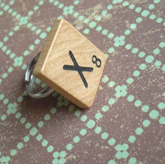 The Letter X . Vintage Scrabble Tile Ring. Adjustable Silver - Etsy