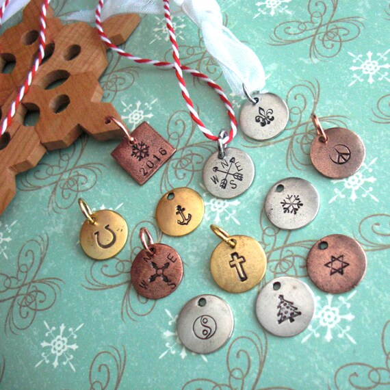 Holiday Ornament Tags. Custom Charms. Mini 1/2 Disc - Etsy