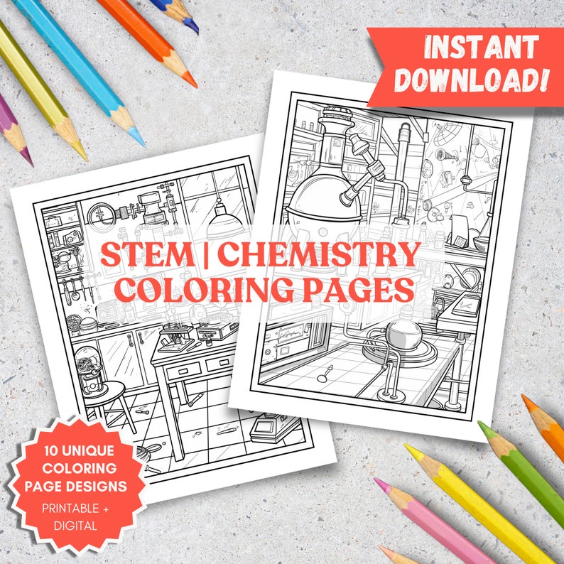 STEM Chemistry Coloring Pages Educational Science Coloring Book 10 ...