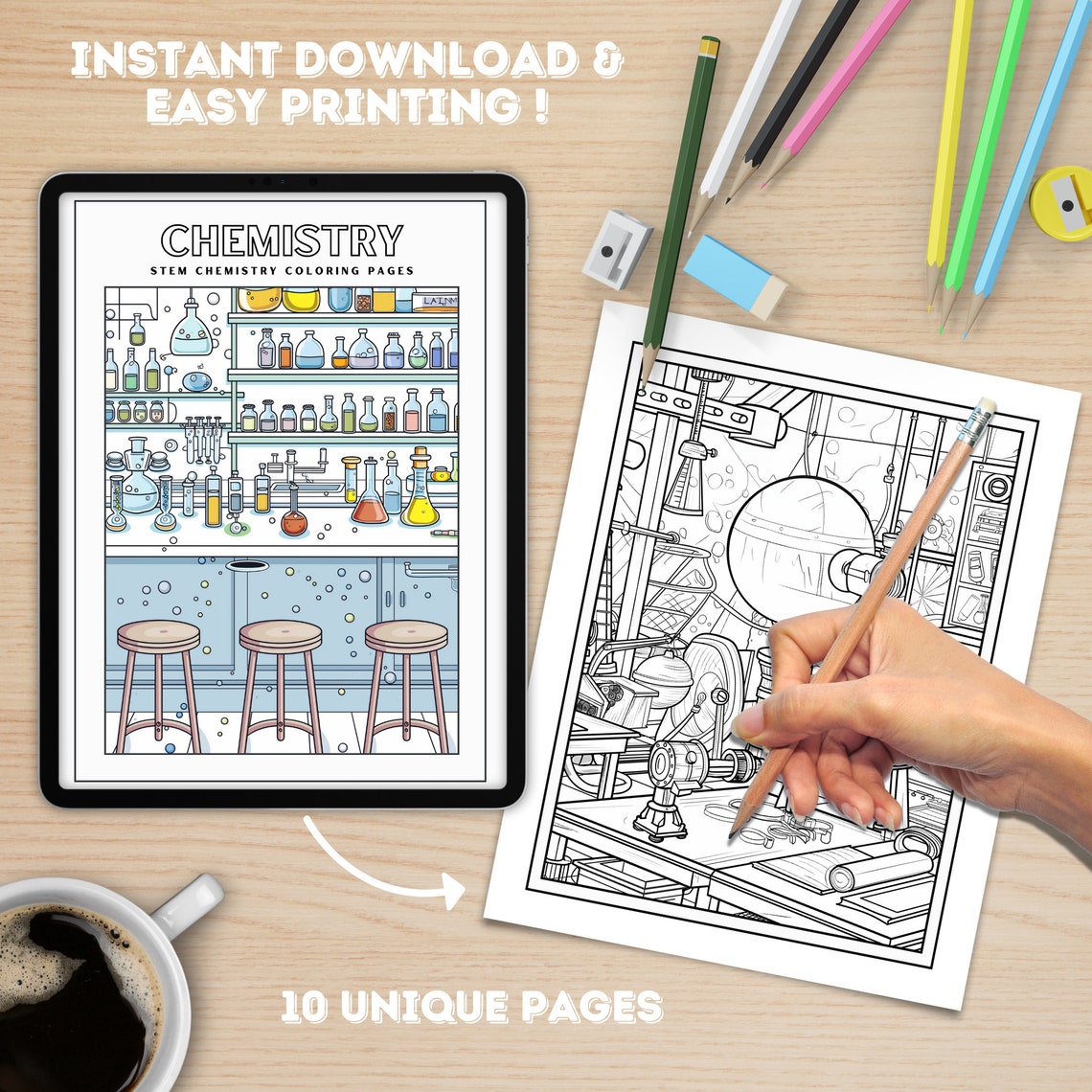 STEM Chemistry Coloring Pages Educational Science Coloring Book 10 ...