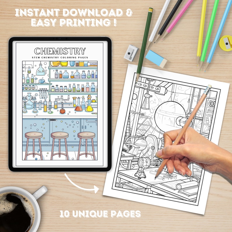 STEM Chemistry Coloring Pages Educational Science Coloring Book 10 ...