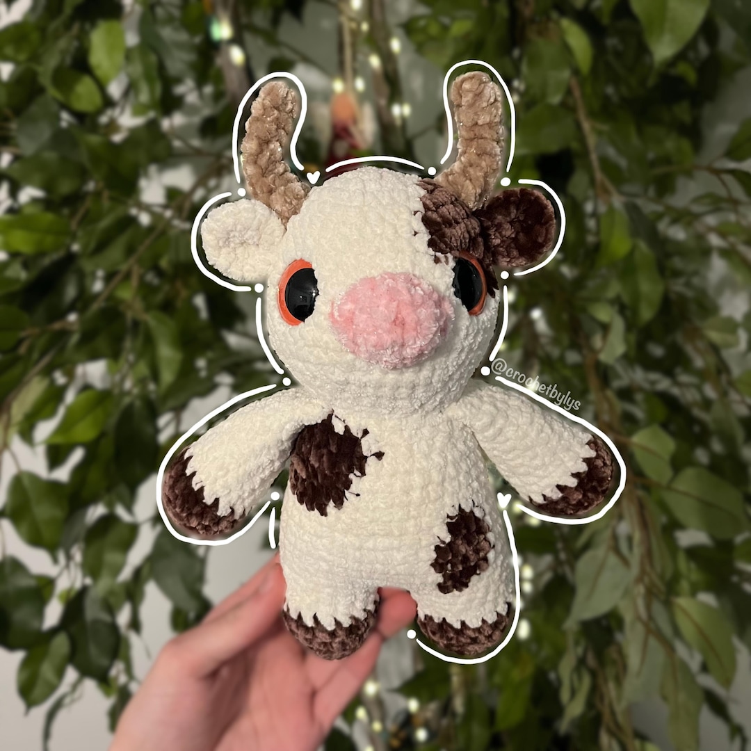 Handmade Crochet Soft Cottagecore Cow Plushie | Cute White and Brown ...