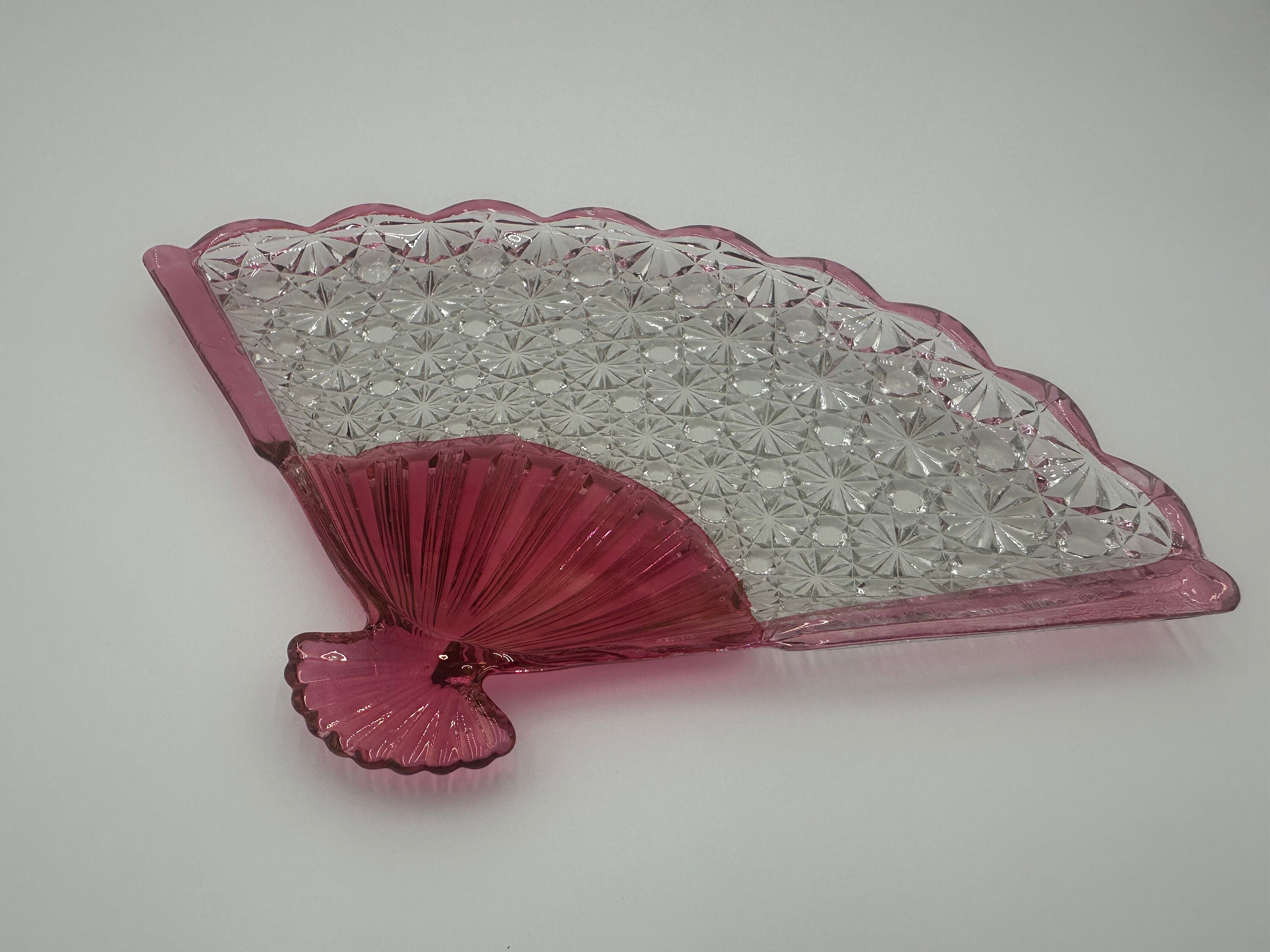 Vintage Fenton Daisy and Button Pattern Fan Shaped Glass Dish Clear ...