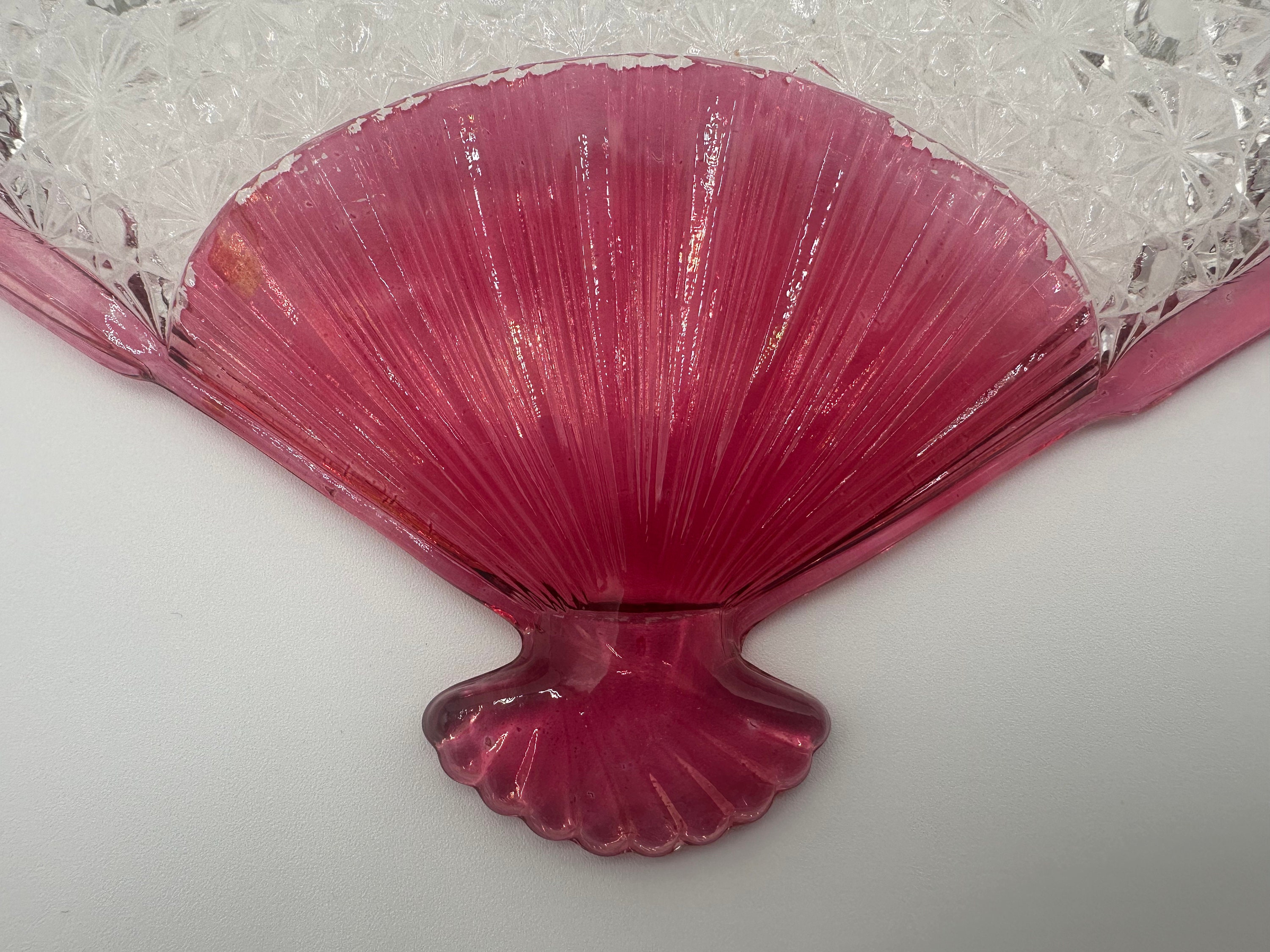 Vintage Fenton Daisy and Button Pattern Fan Shaped Glass Dish Clear ...