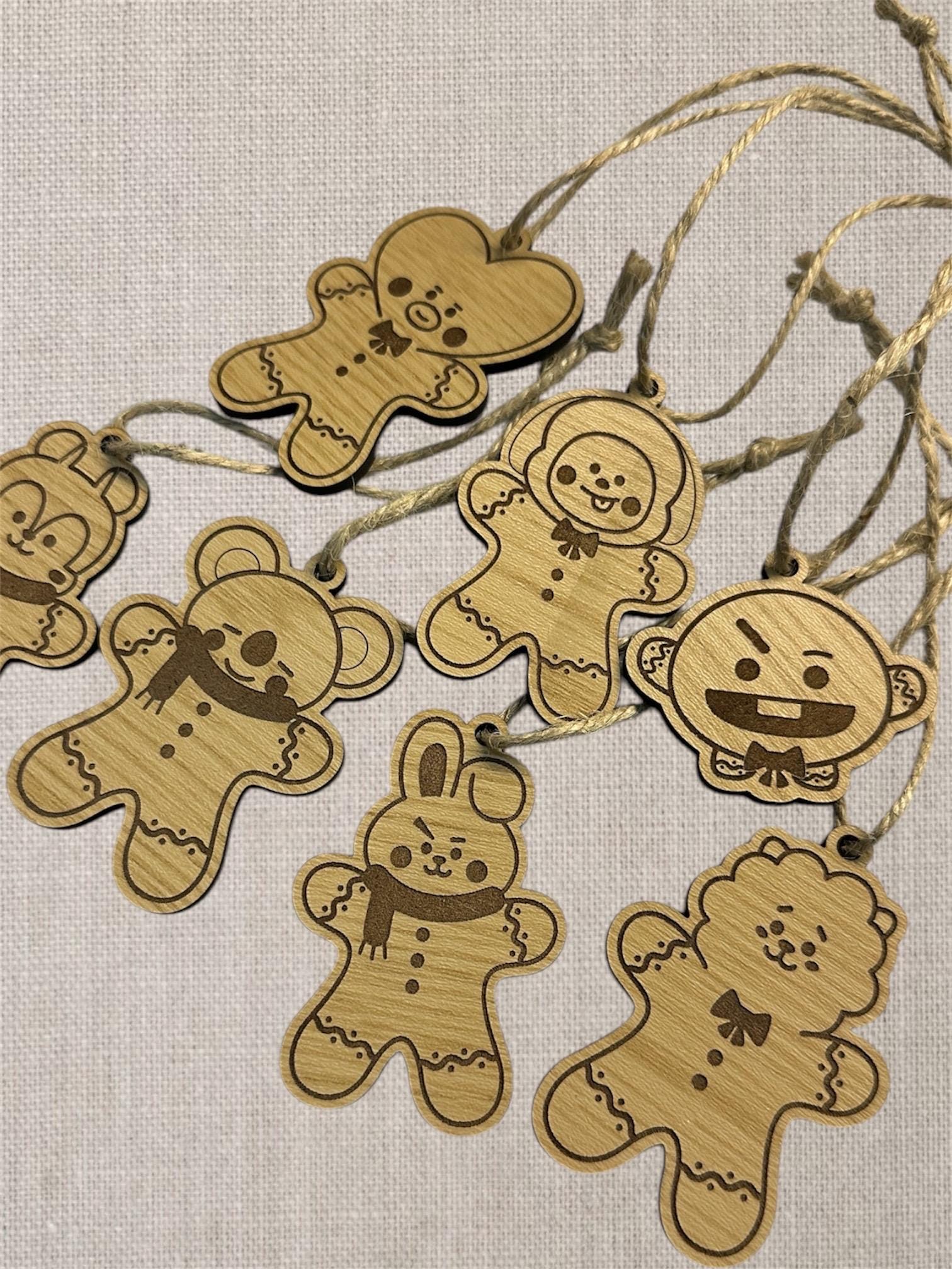BT21 Gingerbread Wood Engraved Ornament, Kpop Ornament, BTS Ornament ...