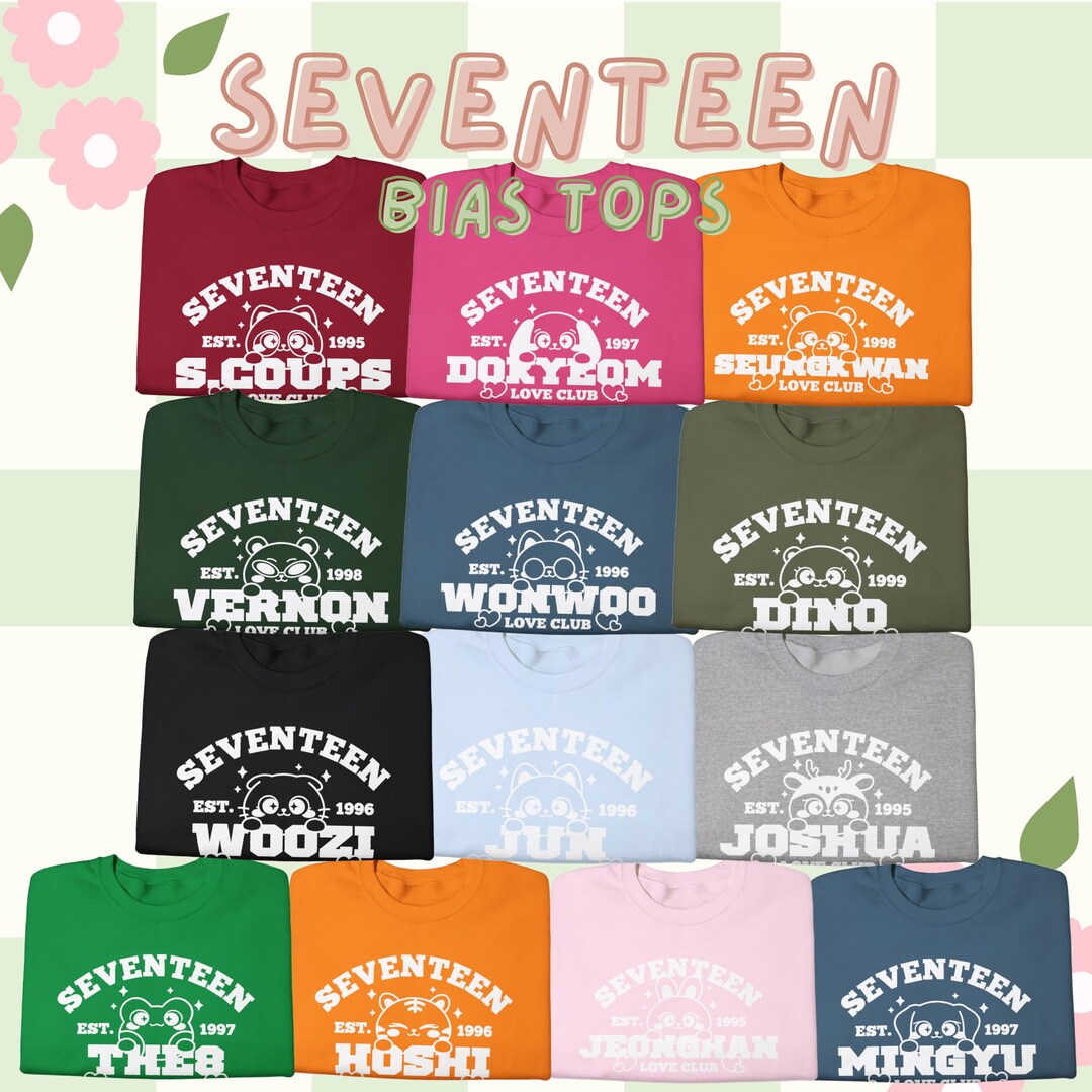 Seventeen K-pop Bias Animal University Love Club Sweatshirts and Tops ...