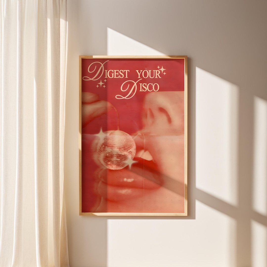 DIGEST YOUR DISCO Poster, 1970s Poster, Funky Disco Poster, Retro Wall ...
