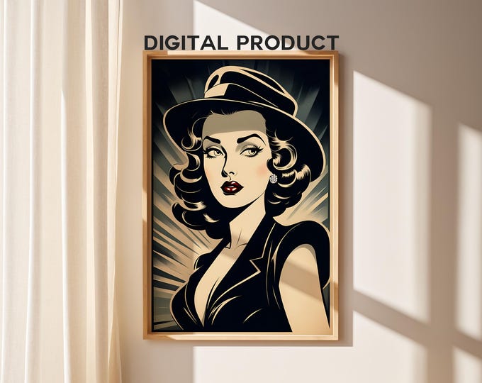 Vintage Woman With a Gun Poster Retro Woman Smoking a Cigarette Wall ...