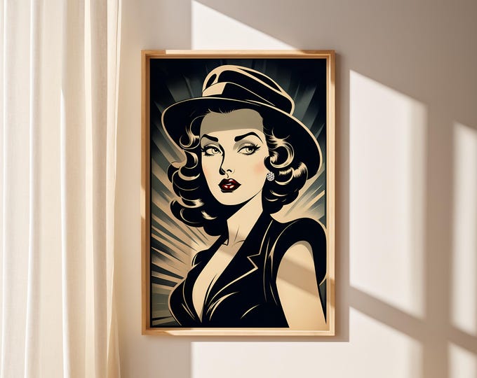 Vintage Woman Walking a Tiger Poster Women Fashion Magazine Wall Art ...