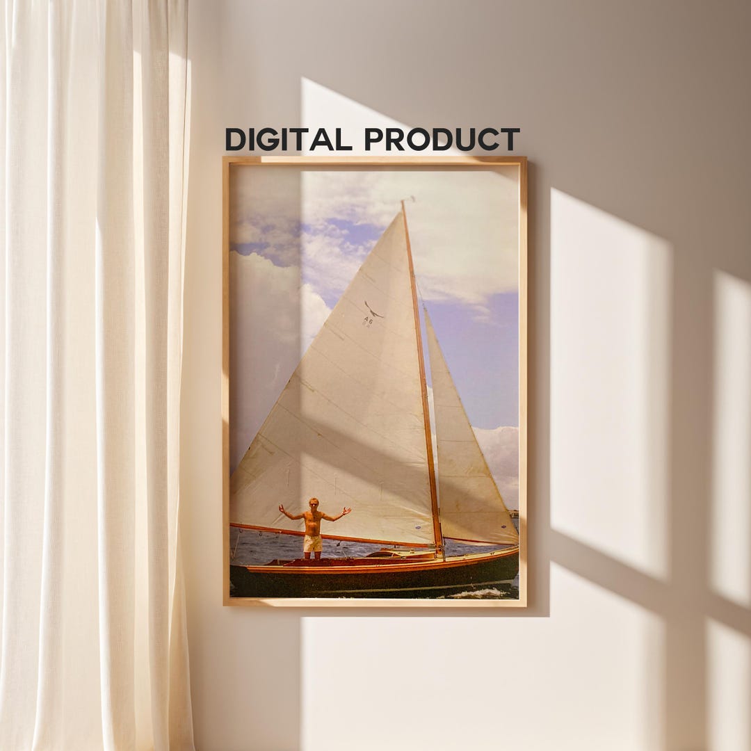 Old Money Boat Poster, Old Money Aesthetic, Blue Ocean Wall Art, Luxury ...