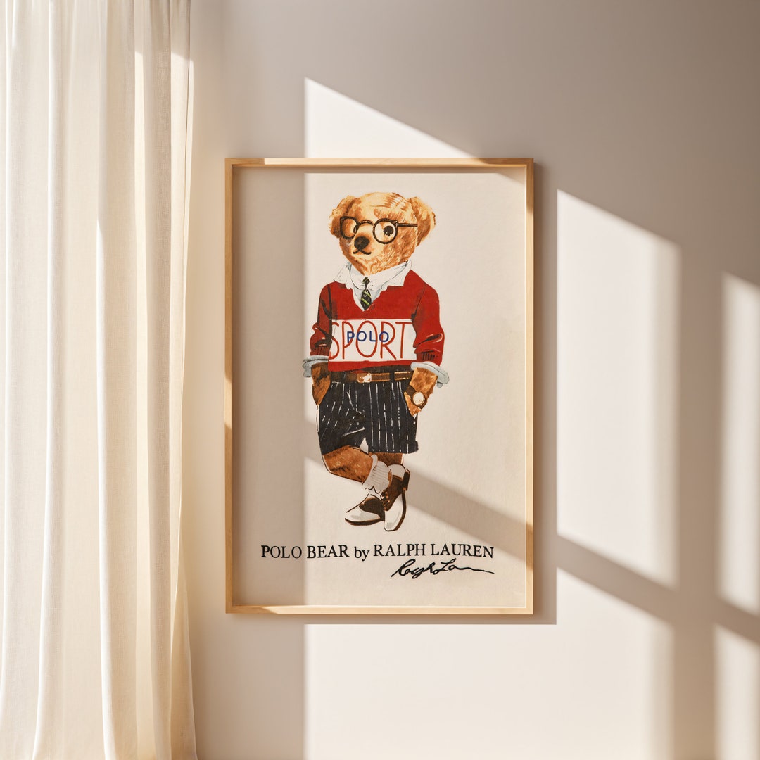 Iconic Polo Bear Canvas, Polo Bear Wall Art Poster, Fashion Magazine ...
