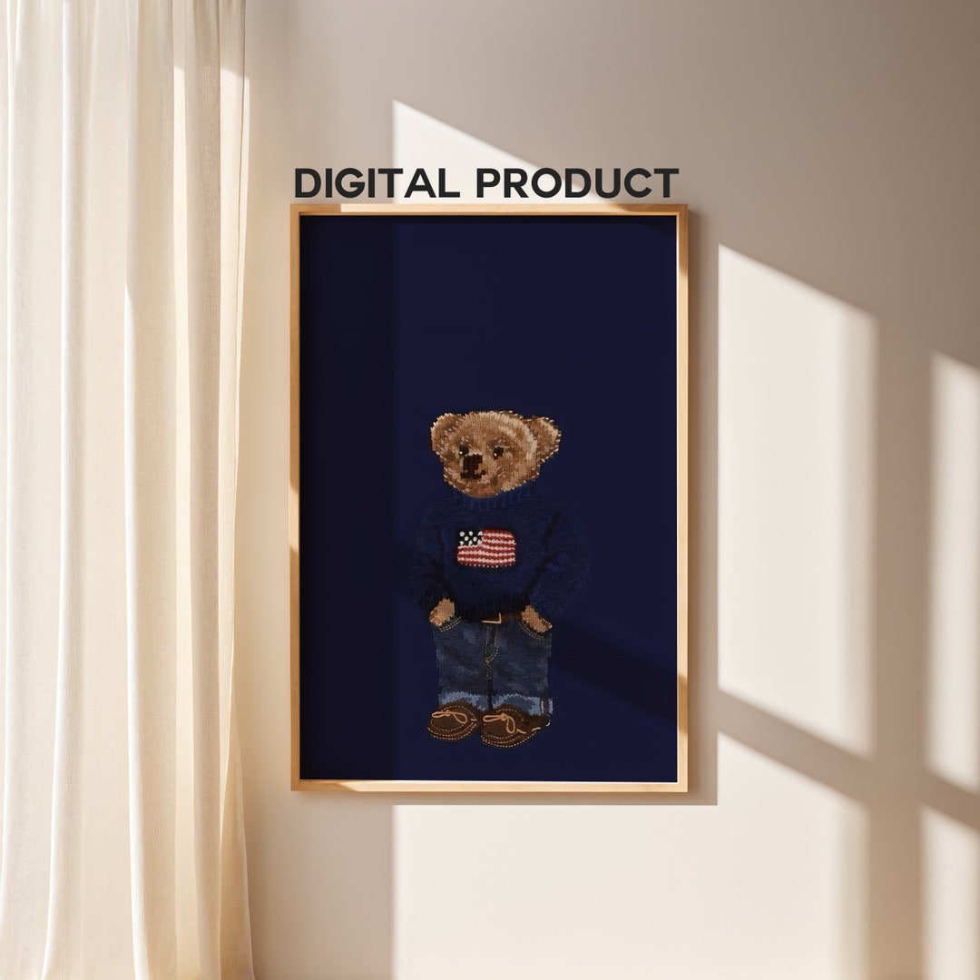 Polo Bear Wall Art Poster, Fashion Magazine Poster, Vintage Fashion ...