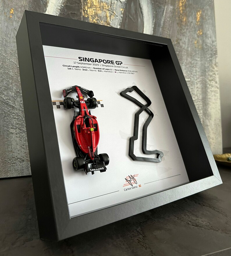 F1 Frame With Car and Circuit in 3D in Plexiglass Singapore GP F1 Wall ...