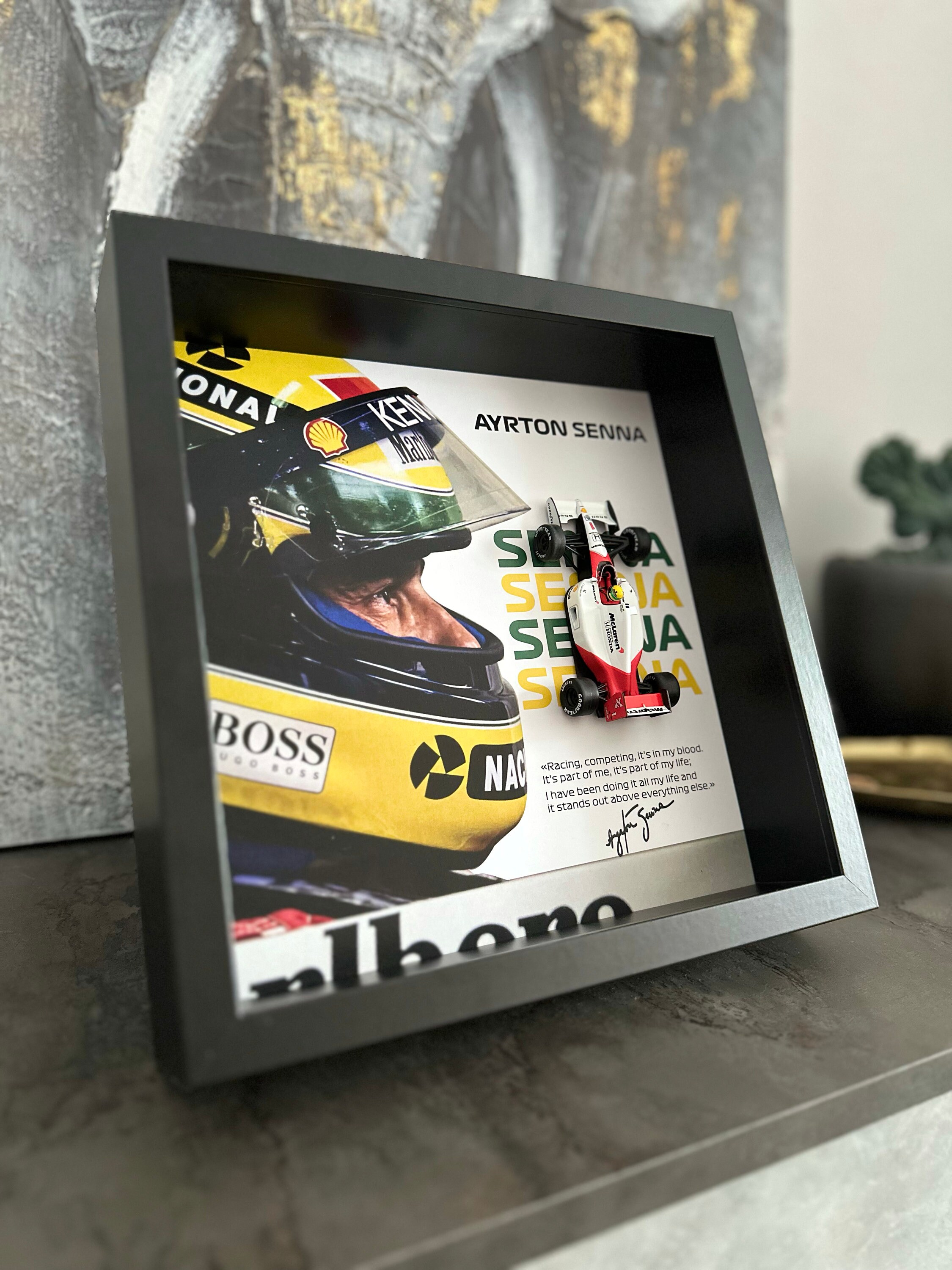 F1 Frame With 1:43 Ayrton Senna Car F1 Wall Decor 27 X 27 Cm Real ...