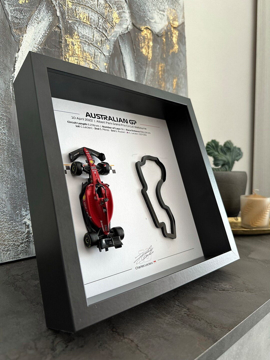 F1 Frame With Car and Circuit in 3D in Plexiglass Australian GP F1 Wall ...