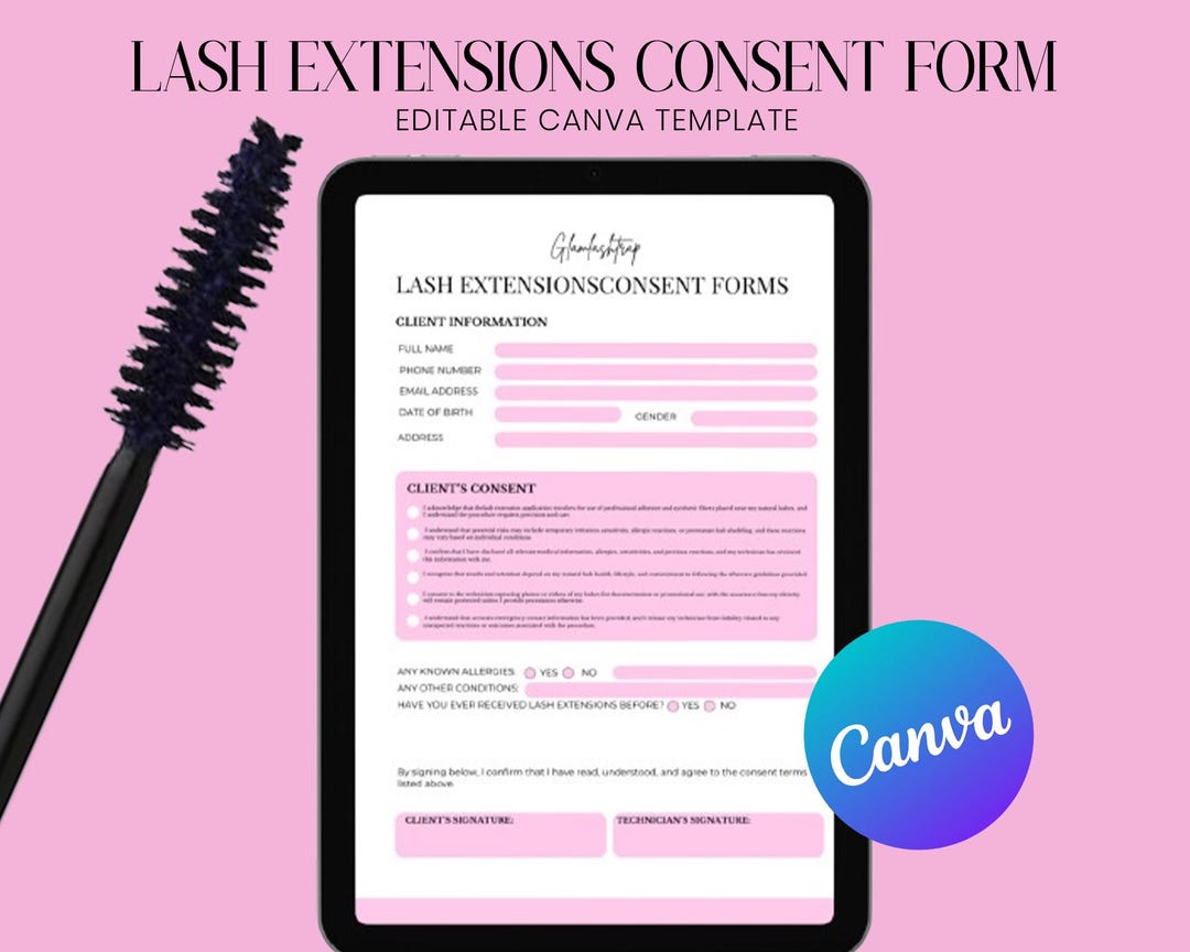 Lash Extensions Consent Form Template - Etsy