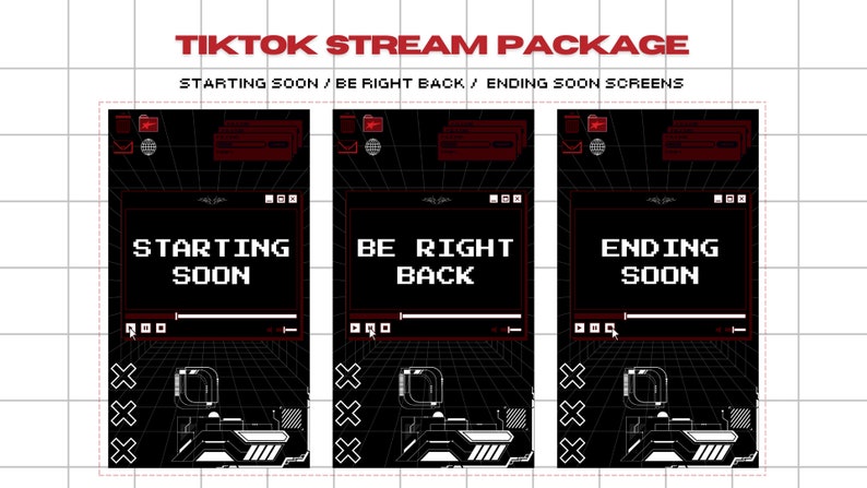 Red Cyberpunk Stream Overlay Package, Animated Vertical Overlay ...