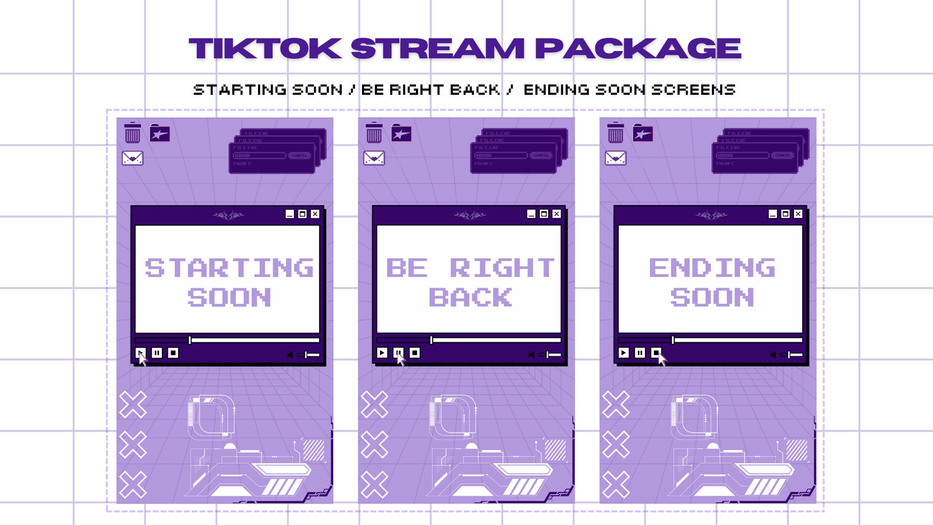 Purple Cyberpunk Tiktok Stream Overlay Package , Purple Cute Aesthetic ...