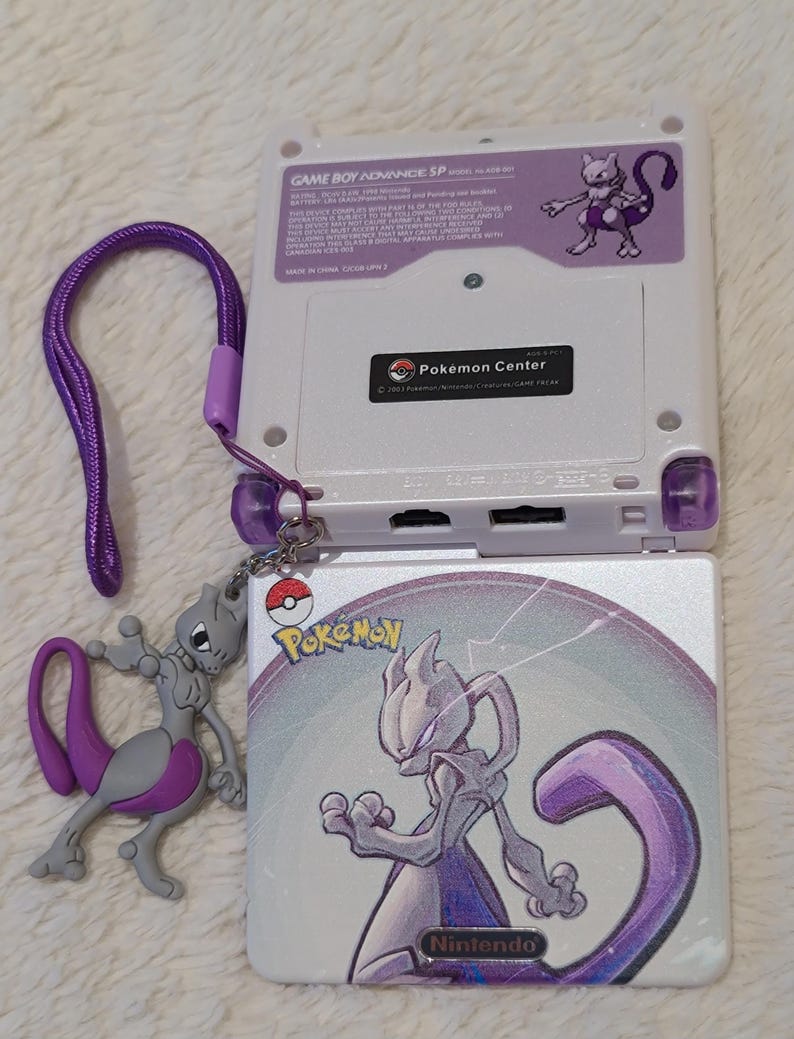 Nintendo Game Boy Advance SP Mewtwo Replacement Shell & Custom Storage ...