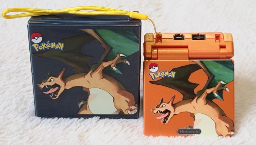 Nintendo Game Boy Advance SP Charizard Pokemon V5 IPS Screen UV Print Shell & Custom Box Retro ...