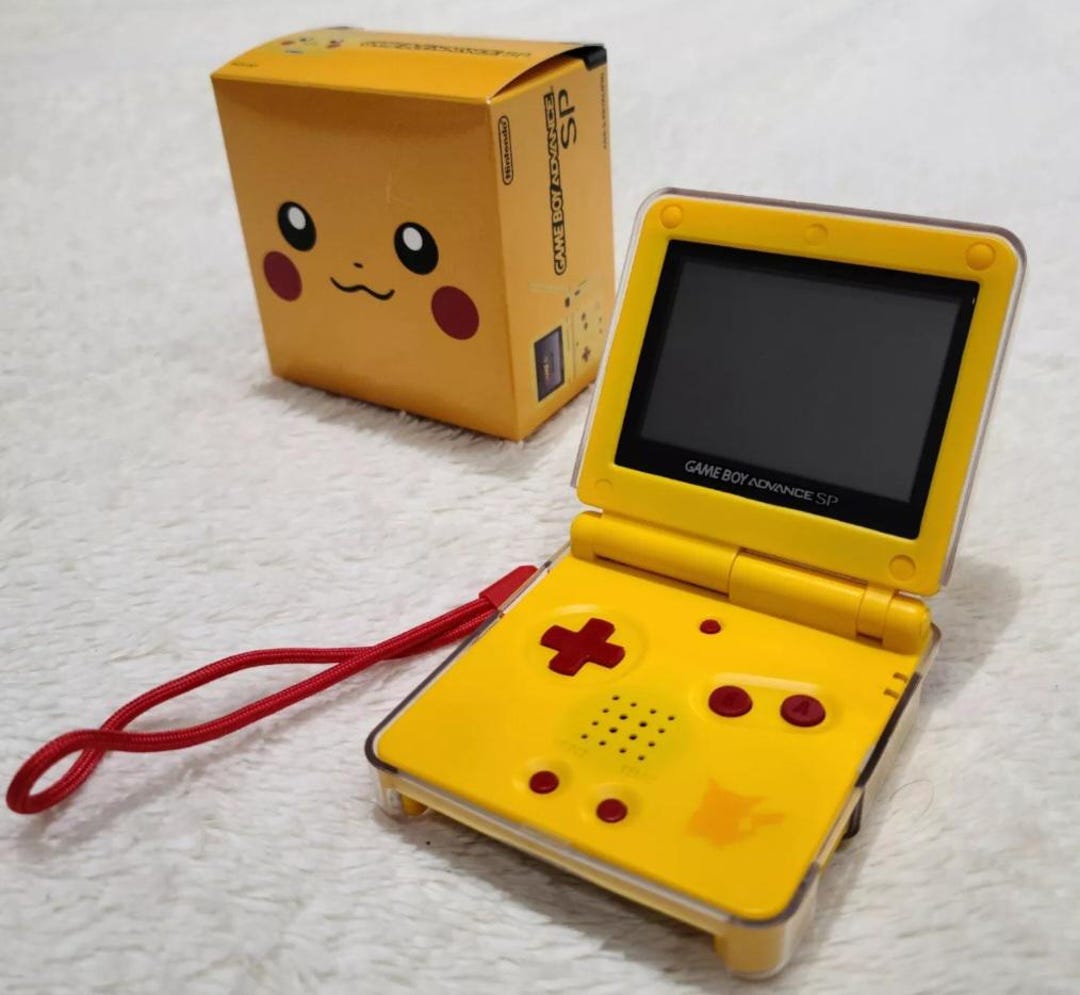 Nintendo Game Boy Advance SP Pikachu Pokemon Center Custom Shell & Box ...