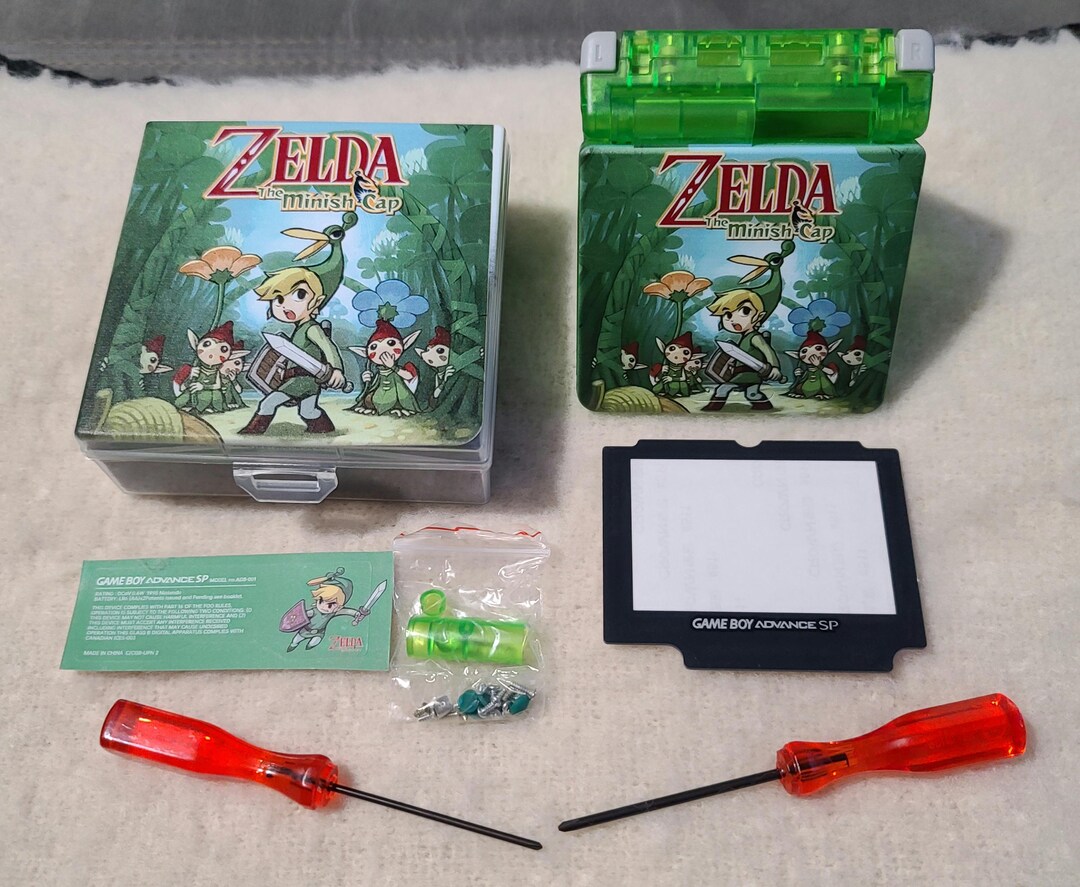 Nintendo Game Boy Advance SP Zelda Replacement Shell & Custom Storage ...