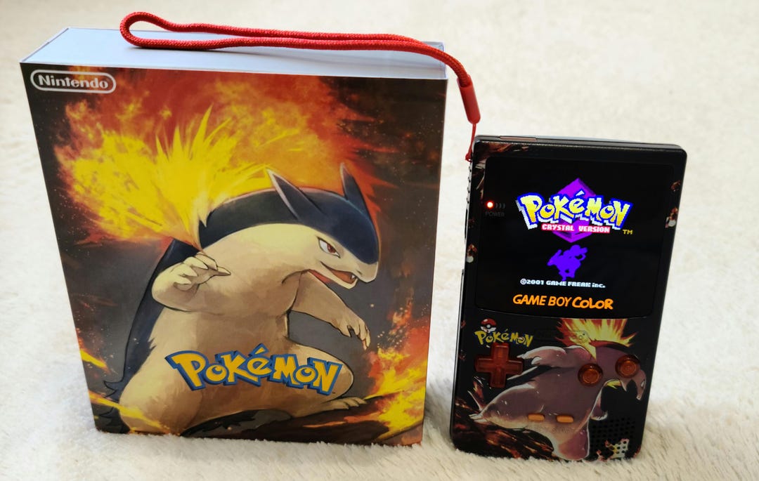 Nintendo Game Boy Color Typhlosion OLED IPS Screen Upgraded Speaker Usb ...