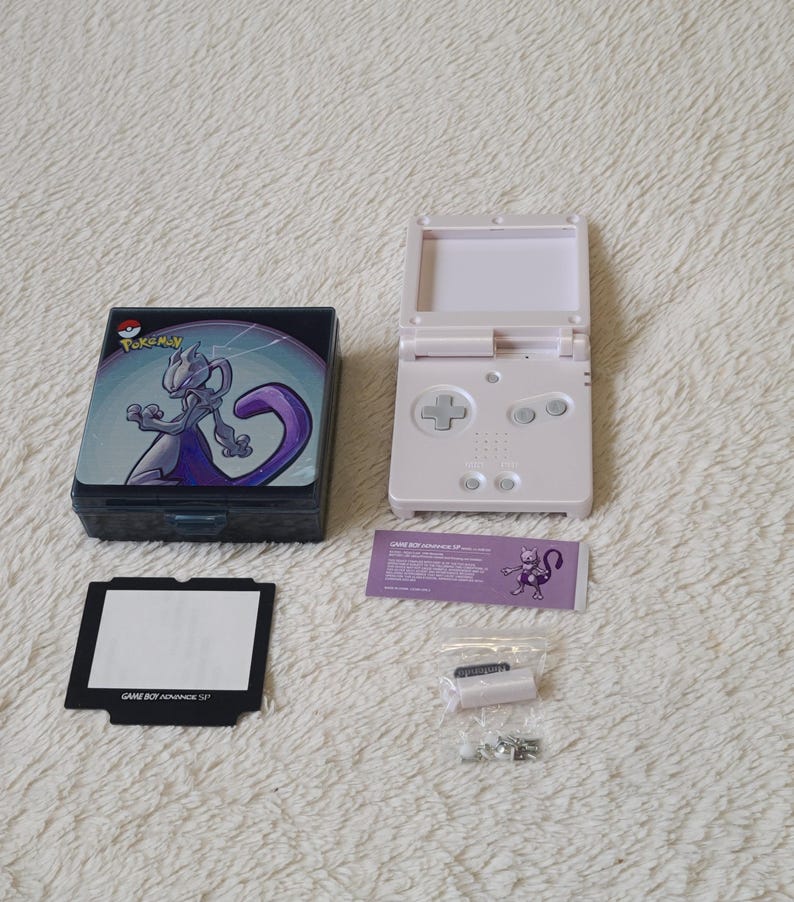 Nintendo Game Boy Advance SP Mewtwo Replacement Shell & Custom Storage ...