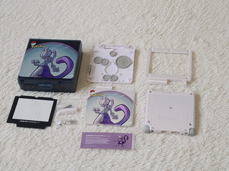 Nintendo Game Boy Advance SP Mewtwo Replacement Shell & Custom Storage ...