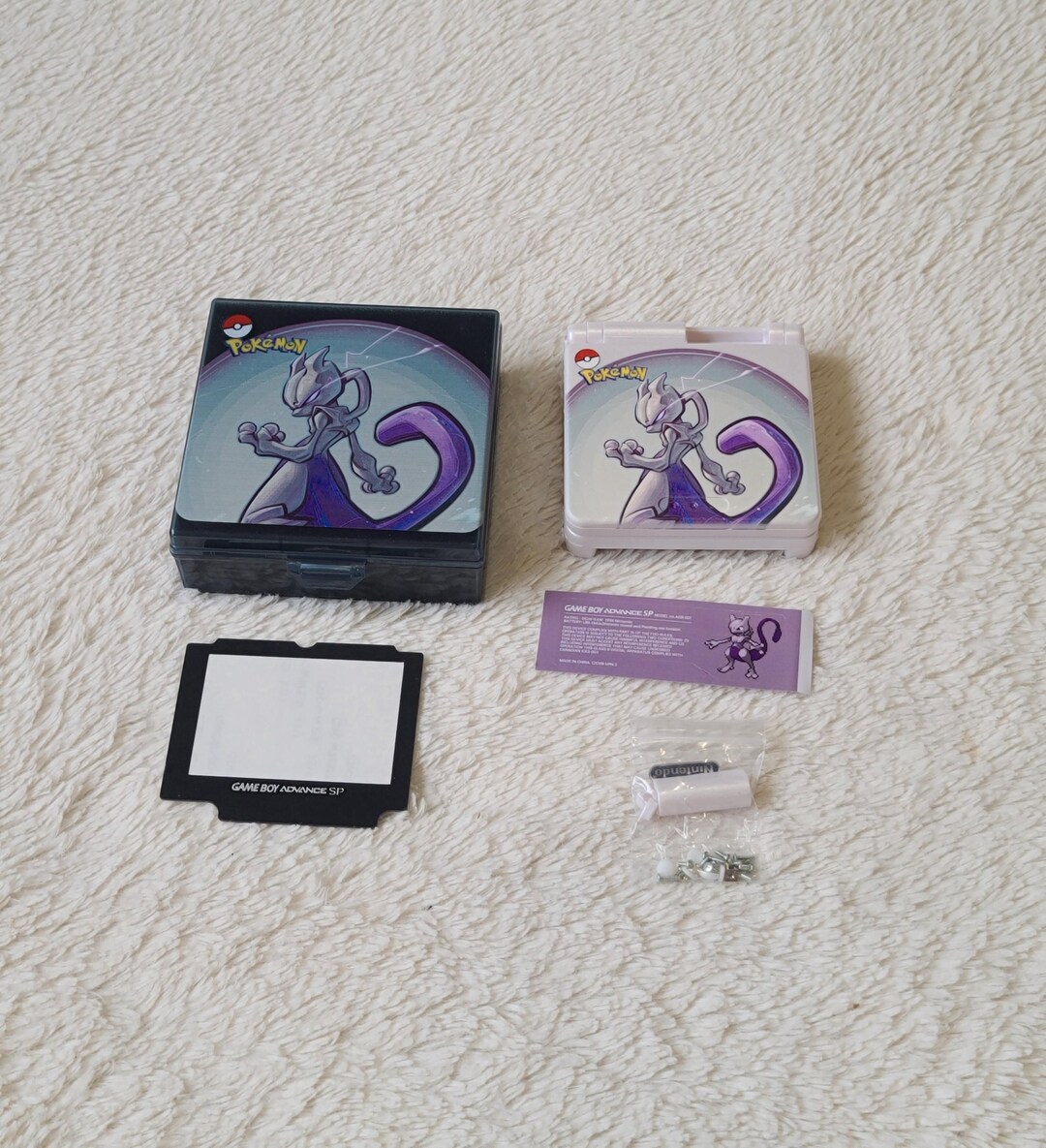 Nintendo Game Boy Advance SP Mewtwo Replacement Shell & Custom Storage ...