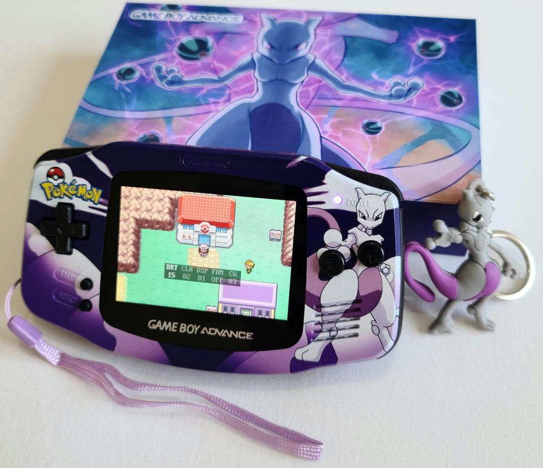 Nintendo Game Boy Advance Mewtwo Pokemon Premium Boxed V3 IPS Backlit ...