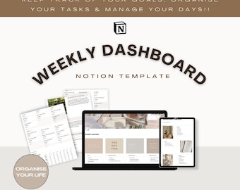 Notion Template Digital Planner Weekly Dashboard - Etsy