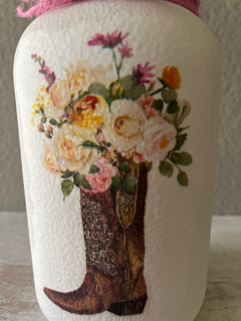 Mason Jar Kitchen Utility Holder, Cowboy Boot Decor, Hand-painted Mason ...