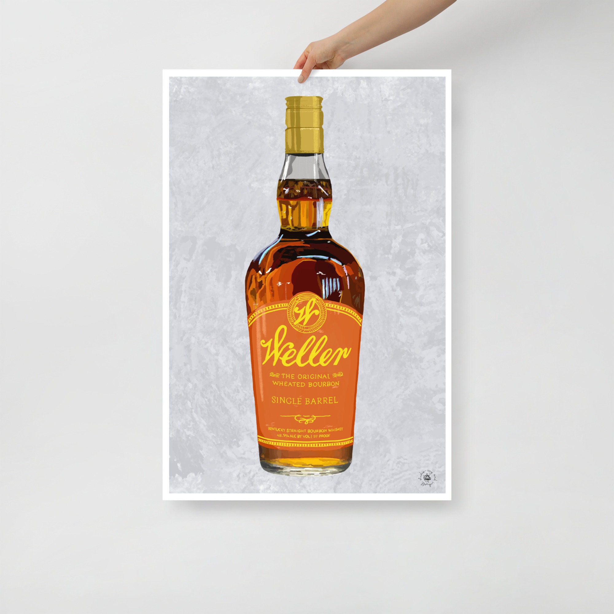 Weller Single Barrel Bourbon Bottle Poster | Kentucky Bourbon Whiskey ...