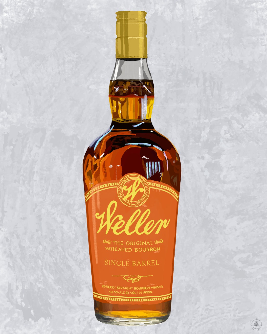 Weller Single Barrel Bourbon Bottle Poster | Kentucky Bourbon Whiskey ...